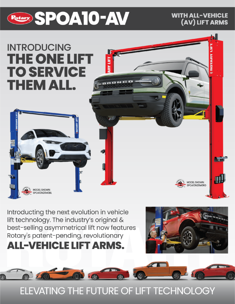 Rotary SPOA10 Lift with All-Vehicle Arms for EV | Edwards & Sons