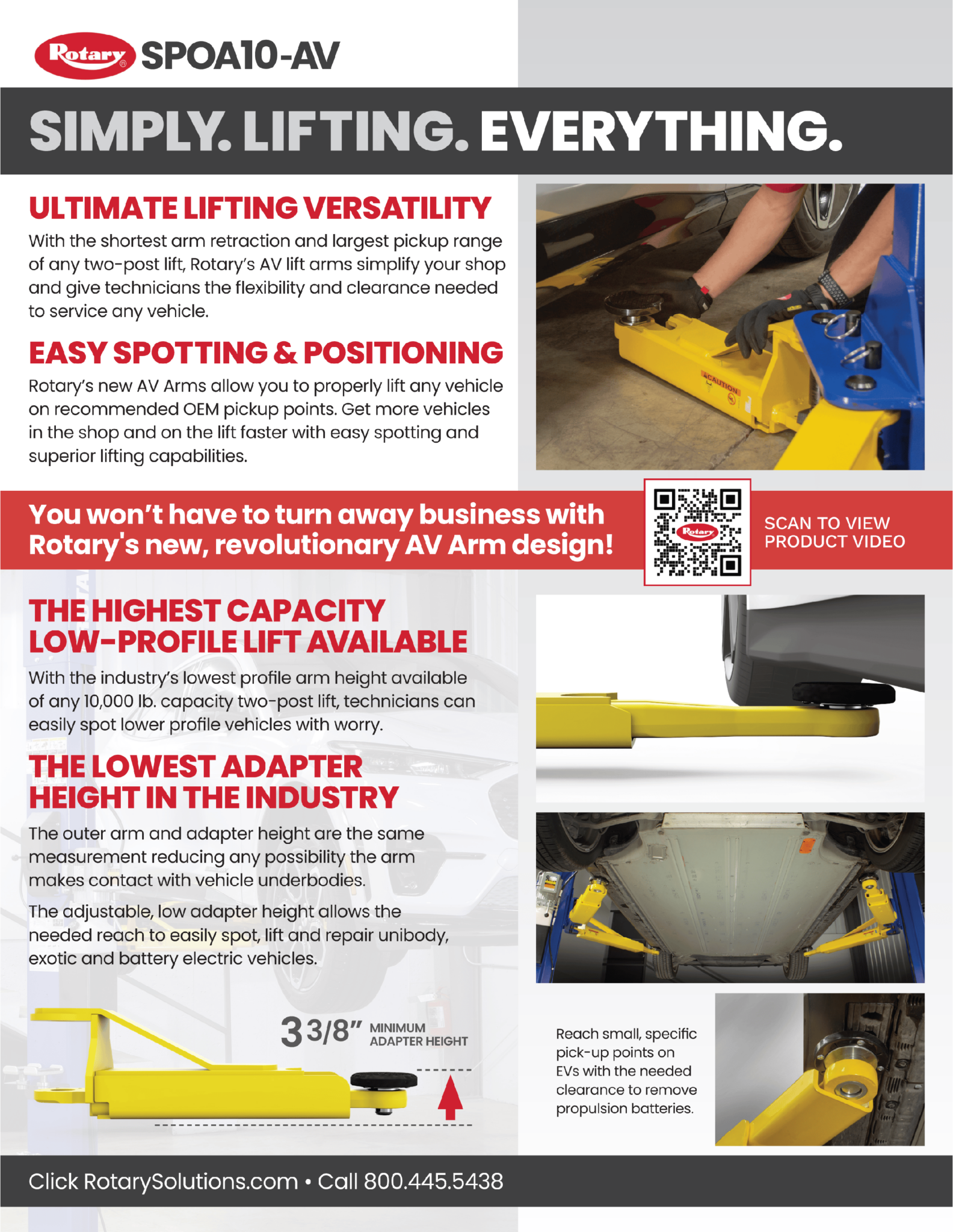 Rotary SPOA10 Lift with All-Vehicle Arms for EV | Edwards & Sons